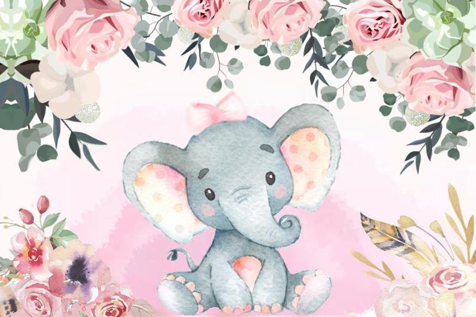 Cute Baby Elephant Backdrop Baby Boy Girl Baby Shower - Etsy Canada