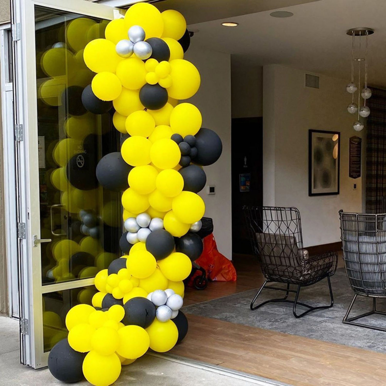 186PCS Yellow Balloon Arch Kit Black Metallic Silver Balloon - Etsy