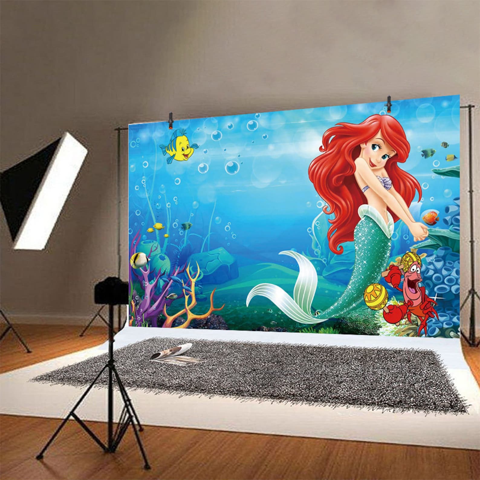 7X5FT Mermaid Backdrop Under the Sea Little Mermaid Fairy Tale | Etsy