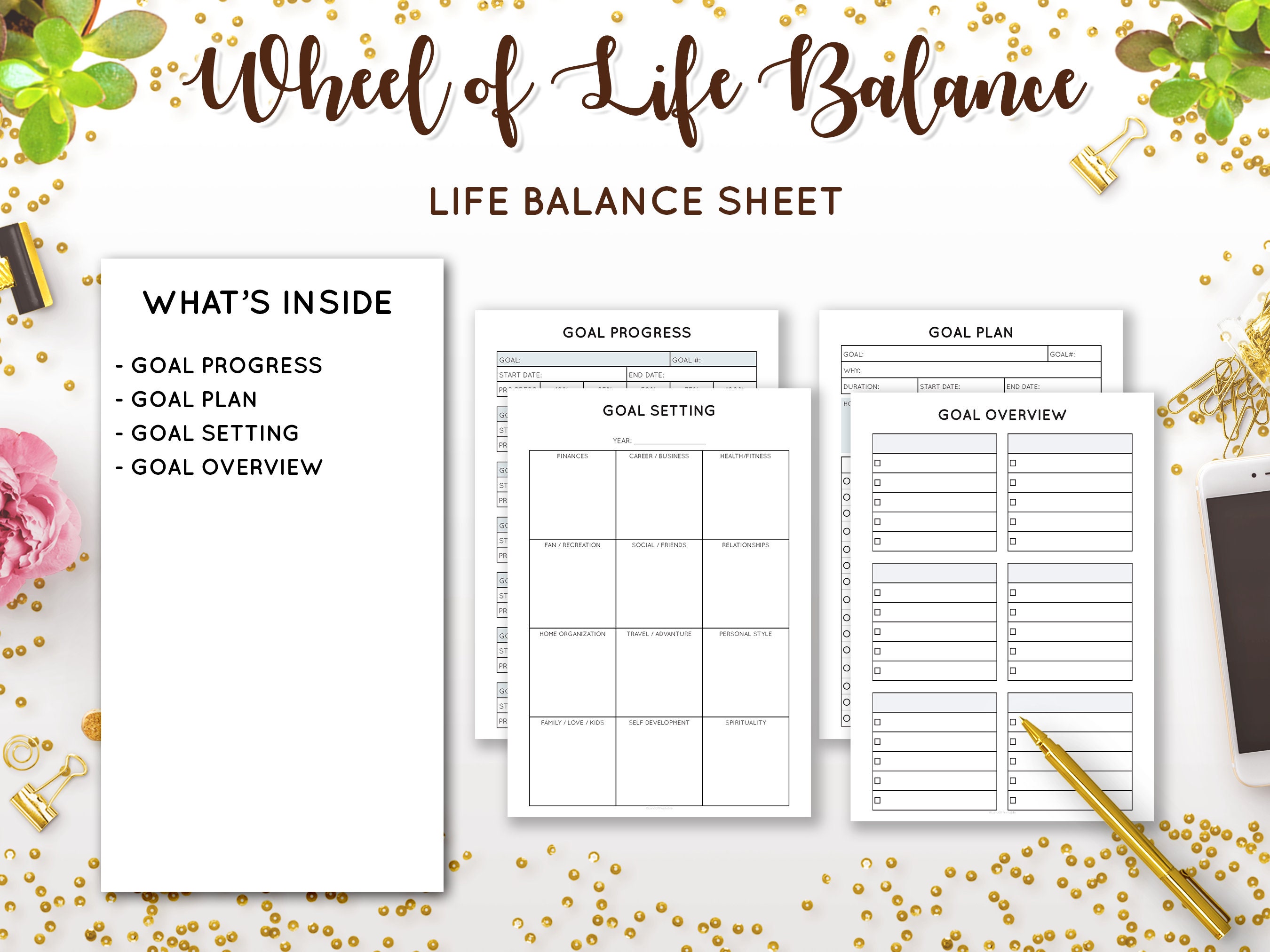 Wheel of Life Template Wheel of Life Balance Goal Planner - Etsy