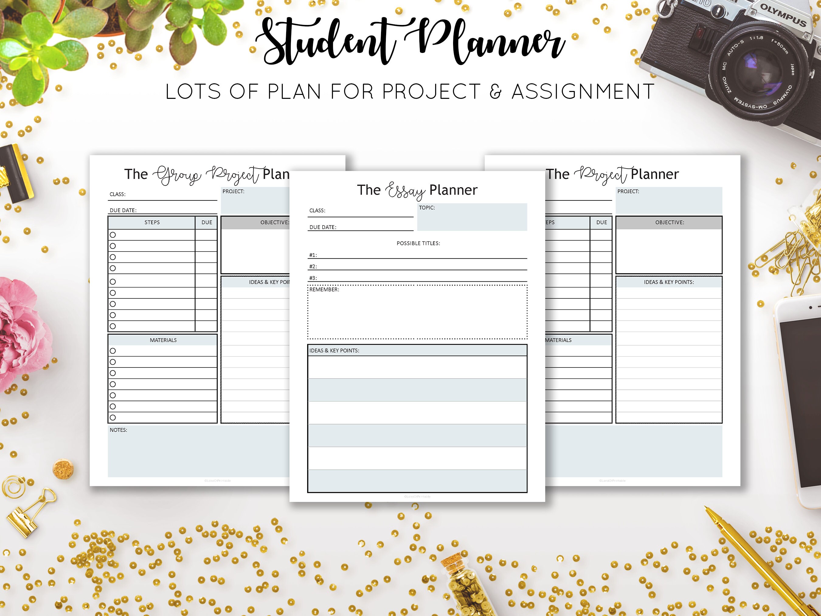 Student Planner Printable, Academic Planner, Study Template, Homeschool ...