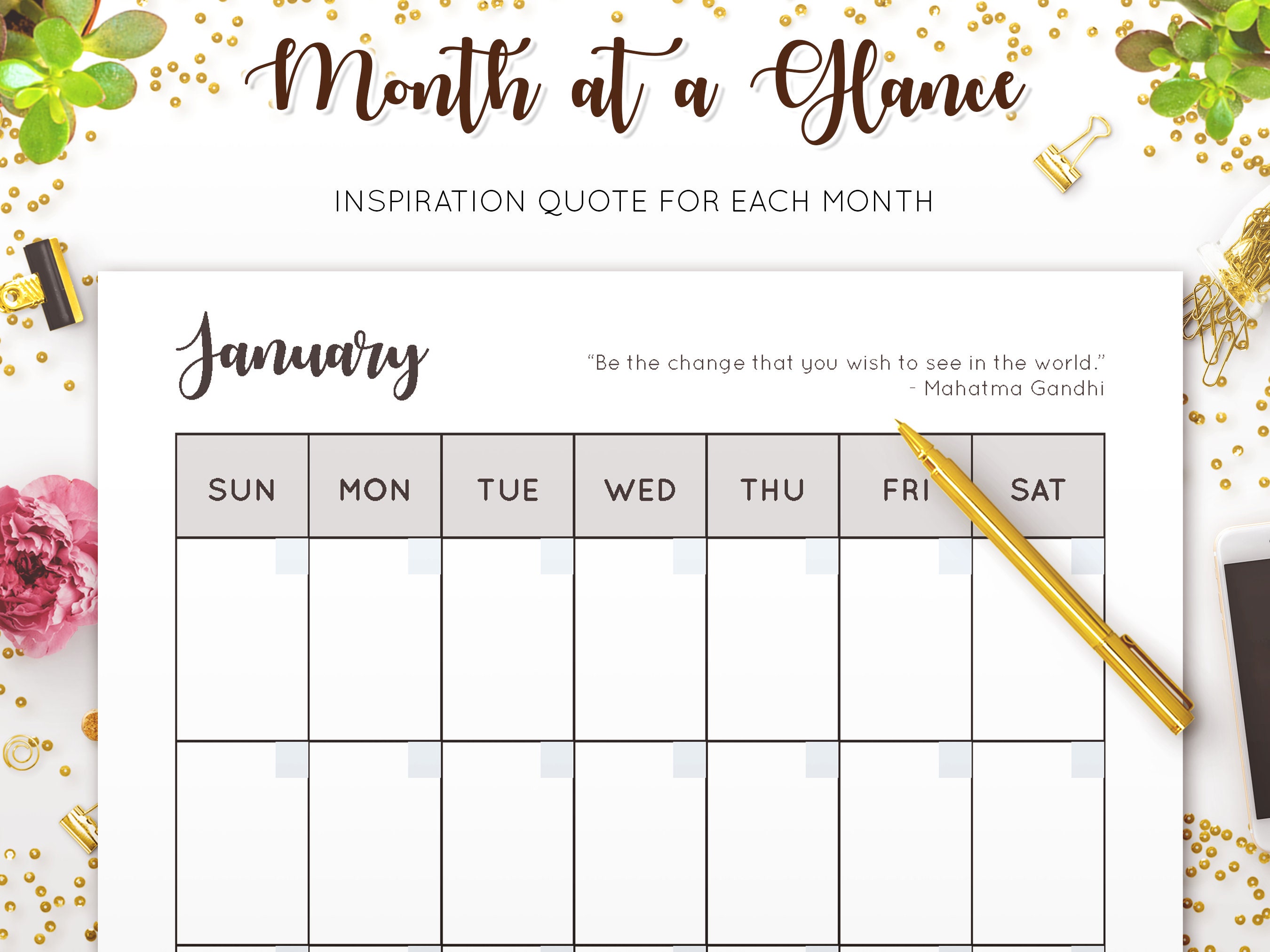 Month at a Glance Monthly Planner Undated Monthly Organizer - Etsy