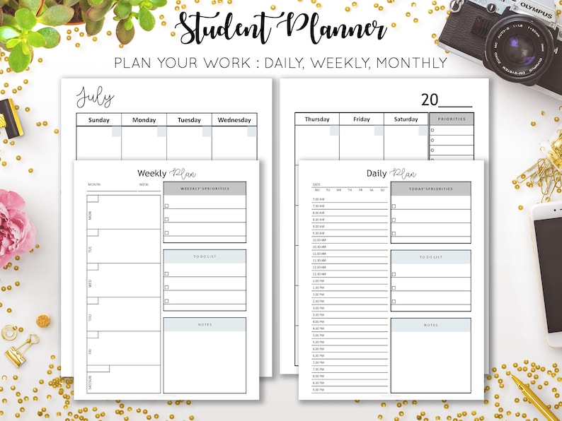 Student Planner Printable, Academic Planner, Study Template, Homeschool ...