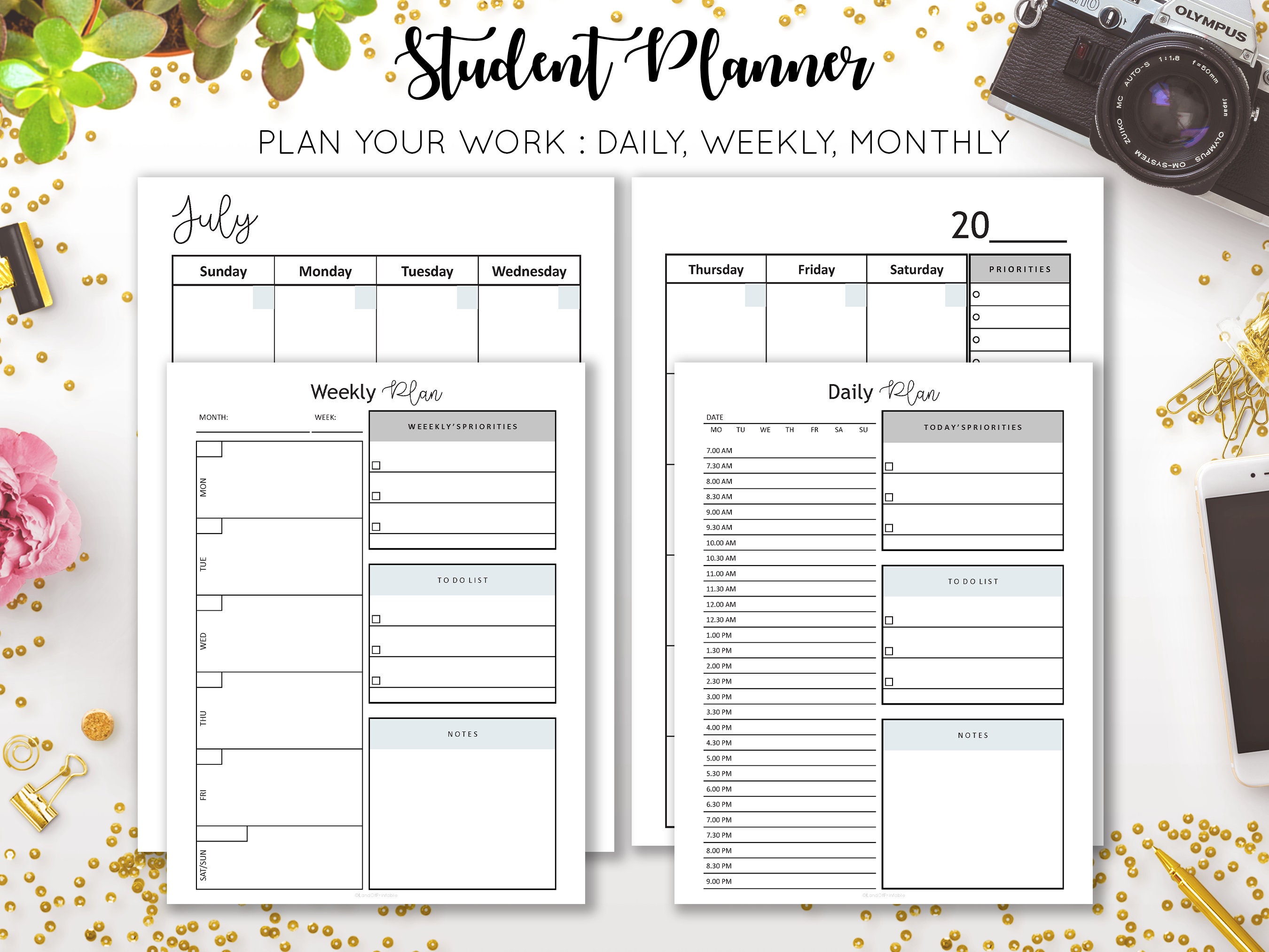 Student Planner Printable, Academic Planner, Study Template, Homeschool ...