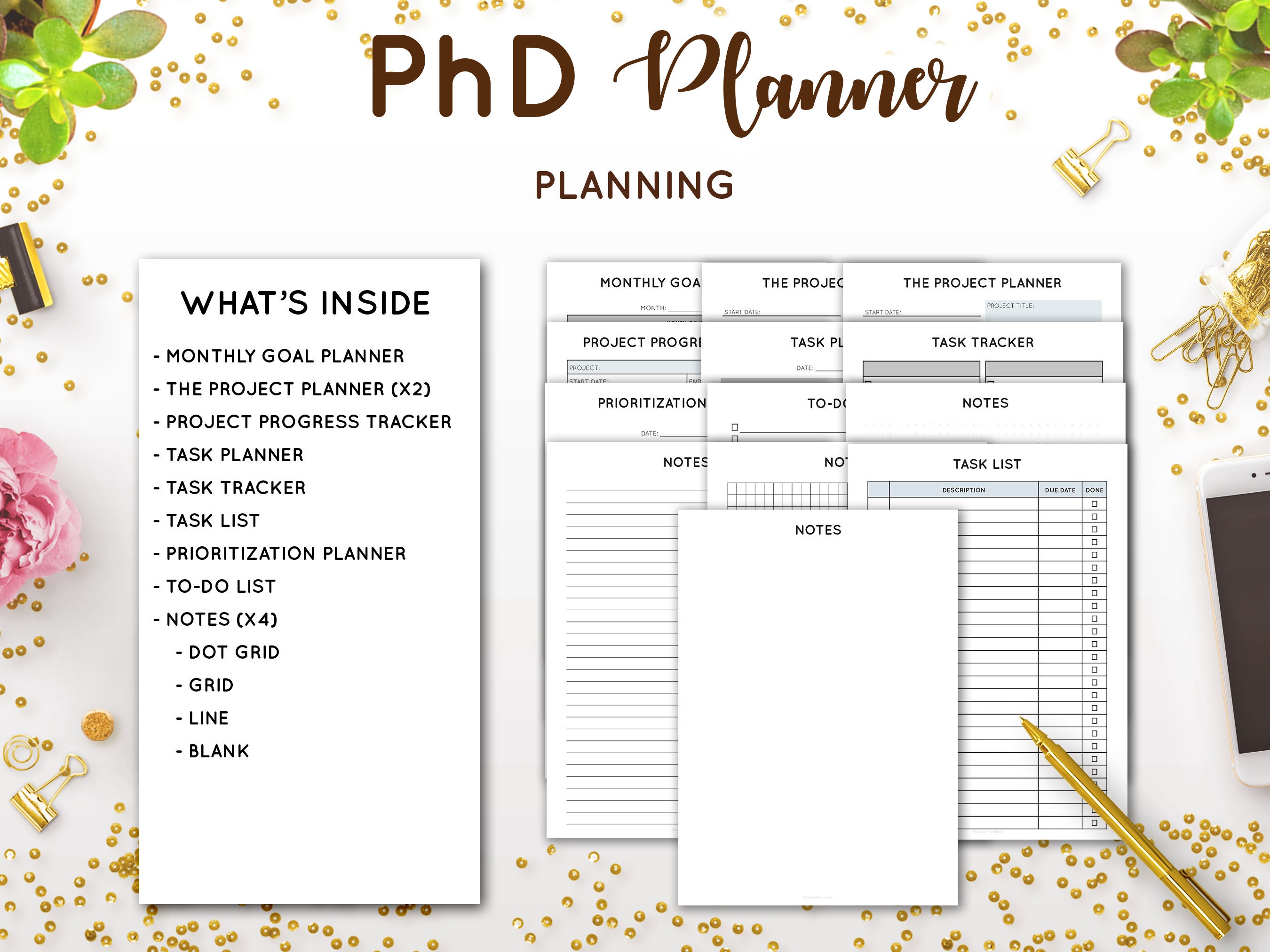 Phd Planner Graduate School Planner Thesis Planner - Etsy