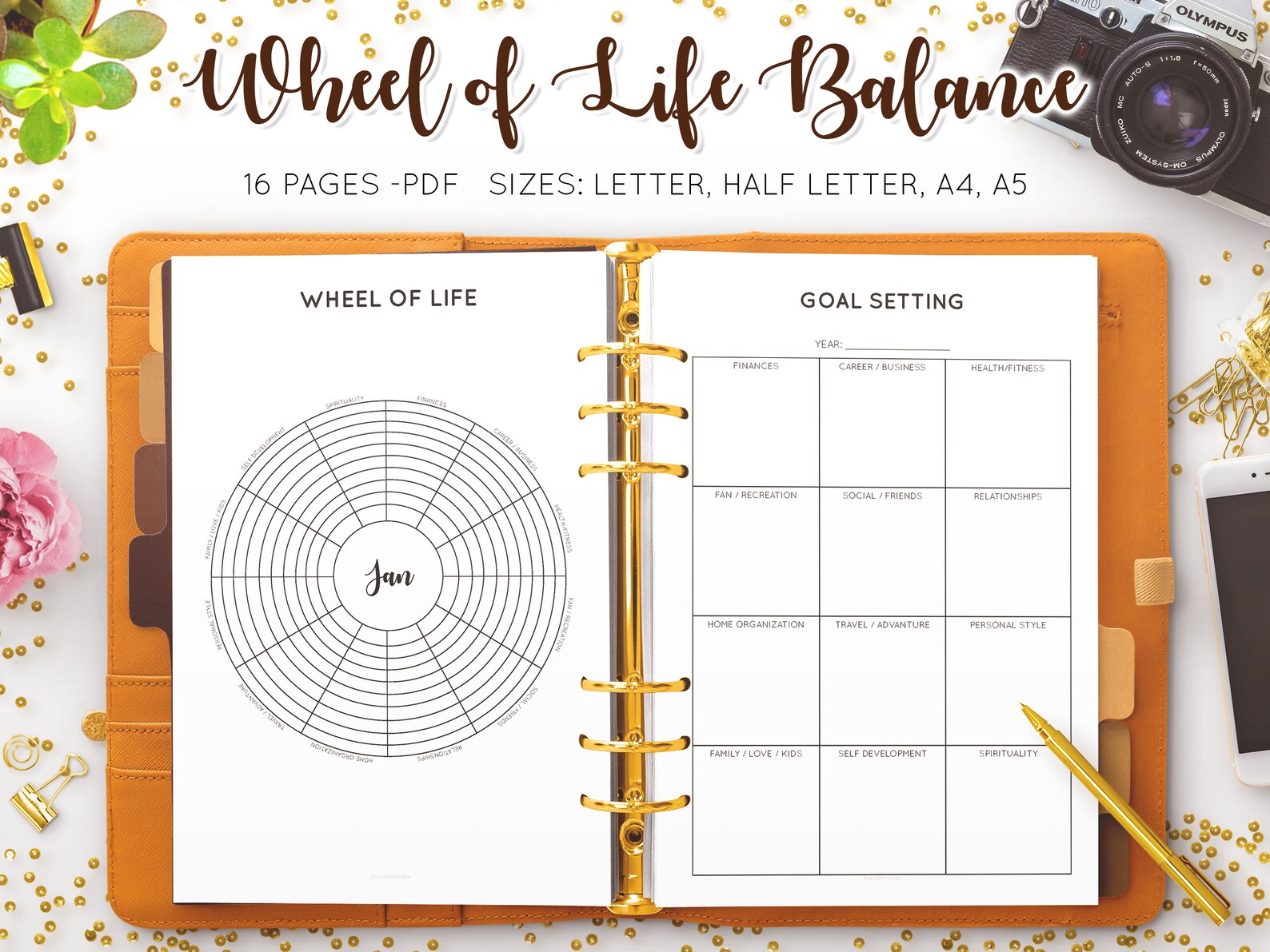 Wheel of Life Balance, Wheel of Life Template, Goal Planner, Life ...