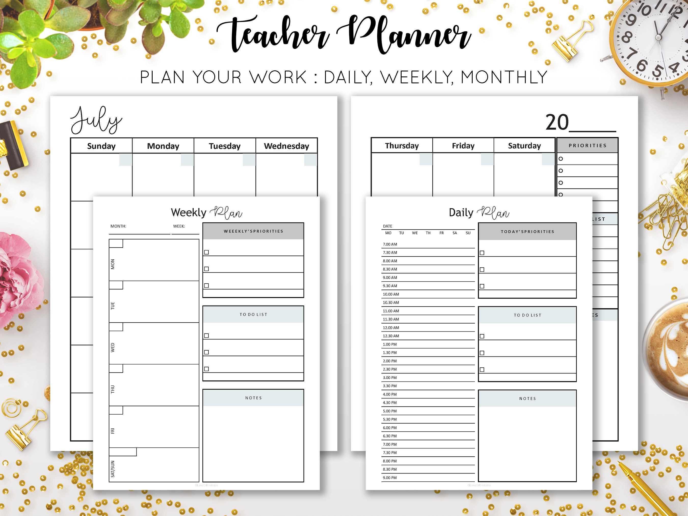 Teacher Planner Lesson Plan Template Academic Planner - Etsy