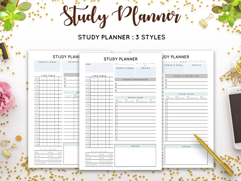 Study Planner Student Planner Digital Study Planner Daily - Etsy
