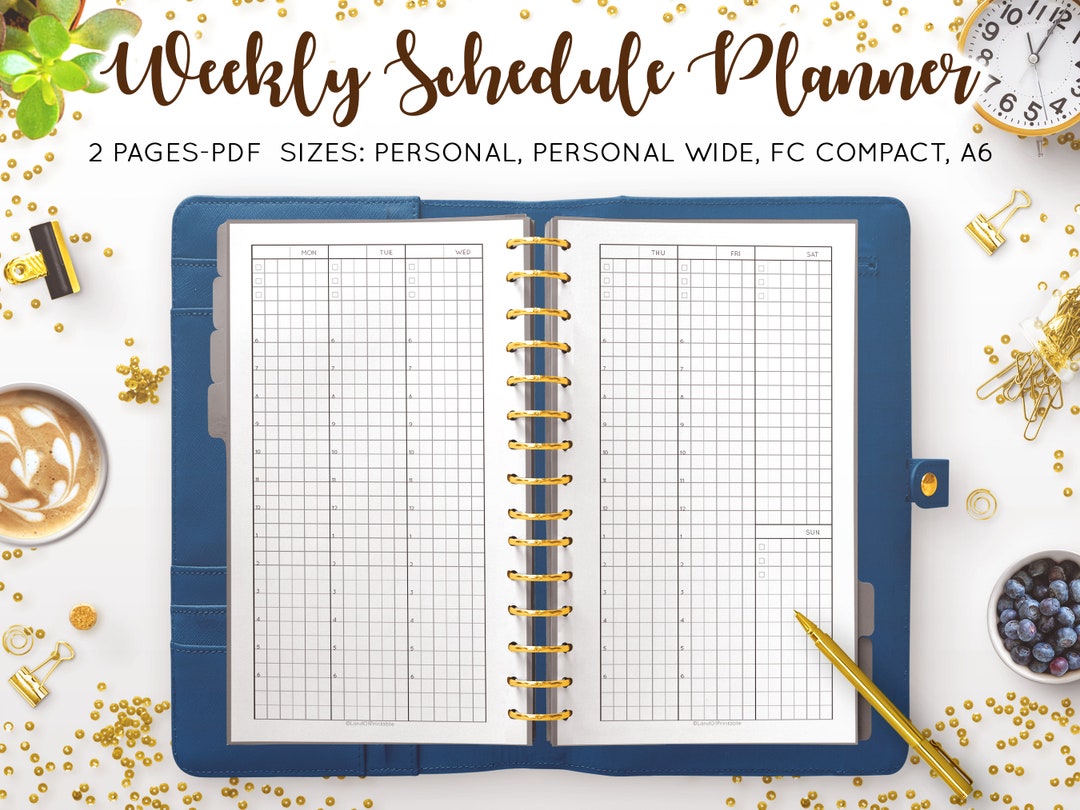 Weekly Schedule Printable, Weekly Vertical Planner, Grid, Hourly ...