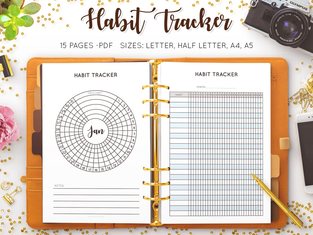 Habit Tracker Habits Tracker Habit Journal Chart Daily Monthly Routine ...