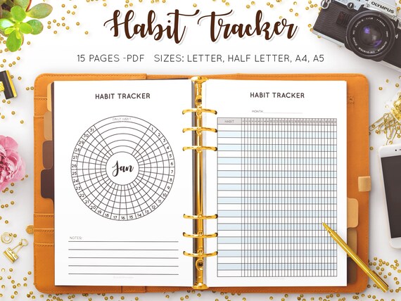 Habit Tracker Habits Tracker Habit Journal Chart Daily Monthly | Etsy