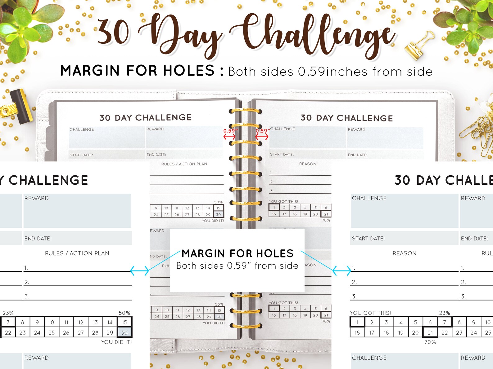 30 Day Challenge Tracker, Habit Tracker Template, Daily Habit, Goal ...