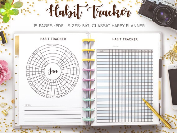 Habit Tracker Habits Journal Chart Daily Monthly Routine Log | Etsy