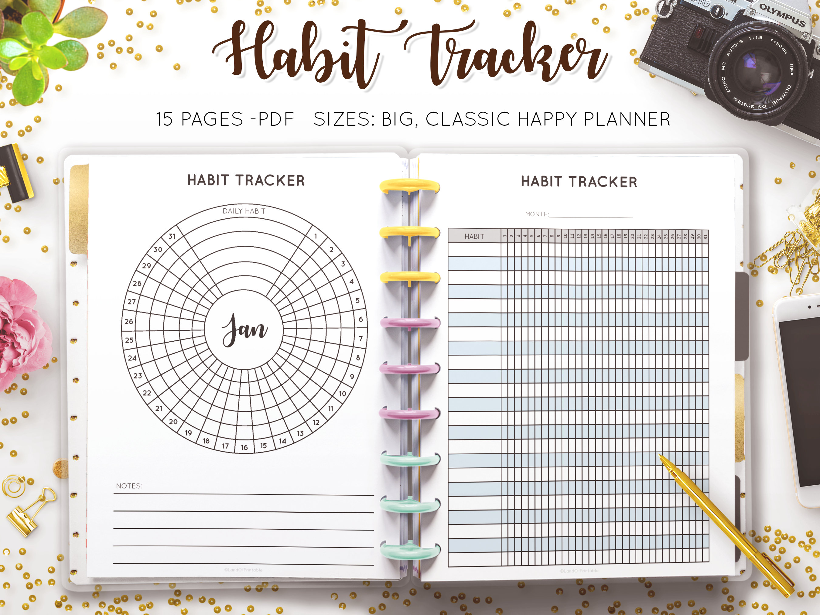 Habit Tracker Habits Journal Chart Daily Monthly Routine Log | Etsy