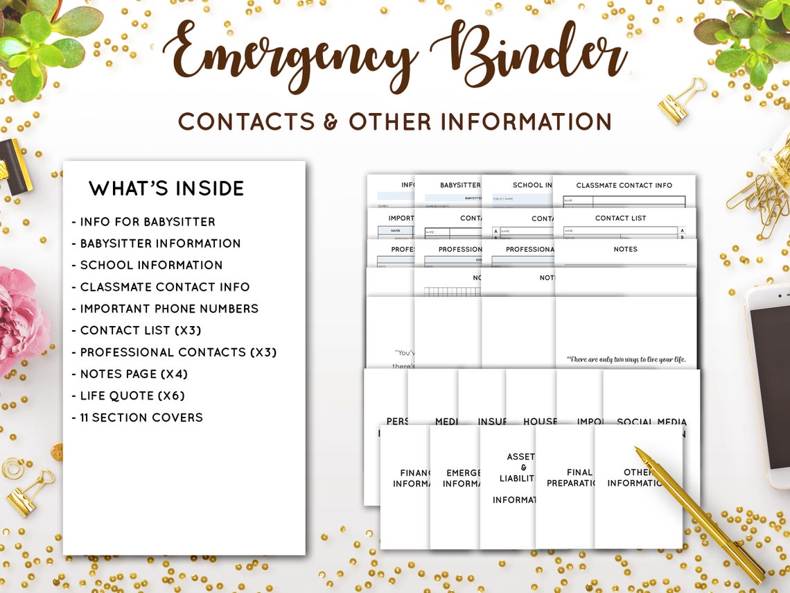 Emergency Binder Emergency Preparedness Printable in Case of - Etsy