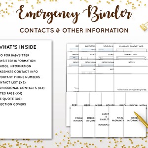 Emergency Binder, Emergency Preparedness Printable, in Case of ...