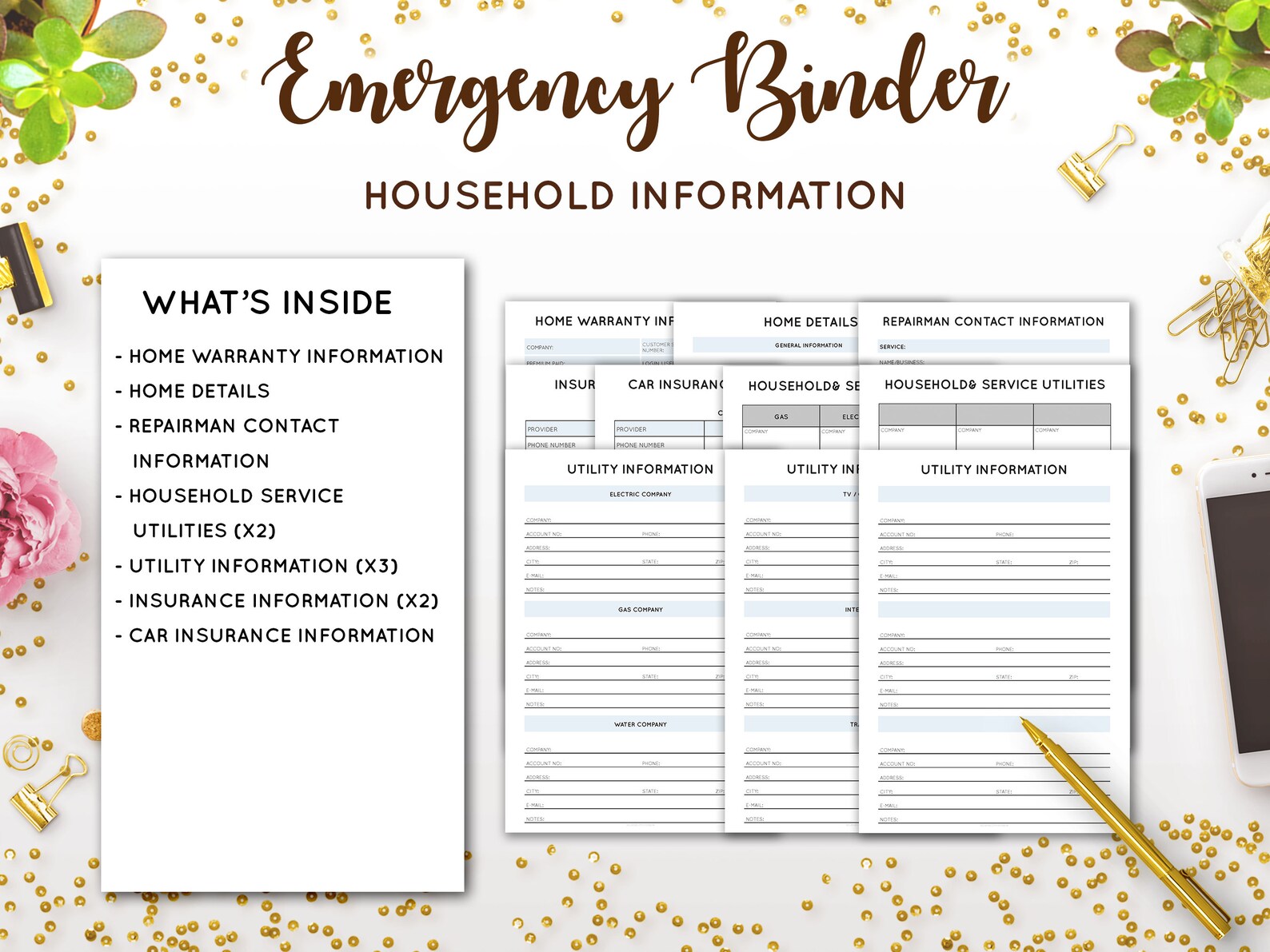 Emergency Binder Emergency Preparedness Printable in Case of - Etsy
