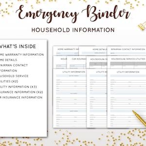 Emergency Binder, Emergency Preparedness Printable, in Case of ...