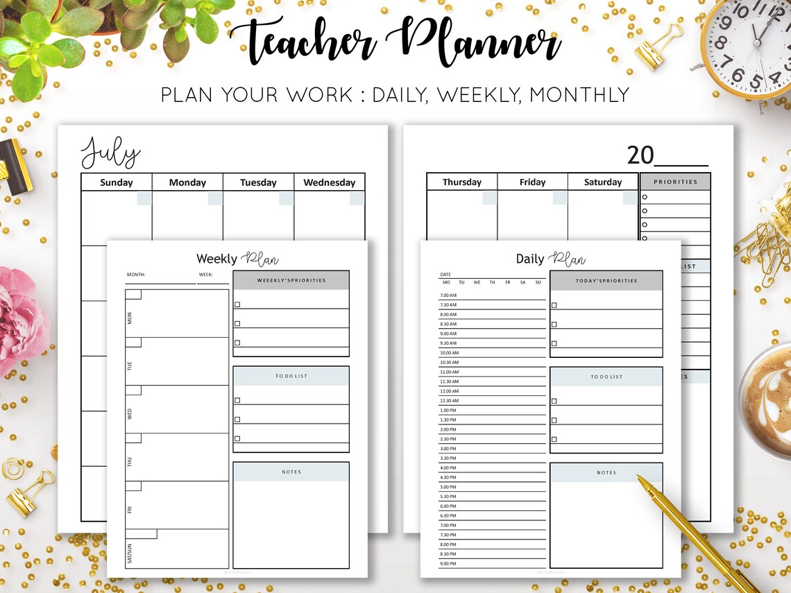 Teacher Planner Lesson Plan Template Academic Planner | Etsy