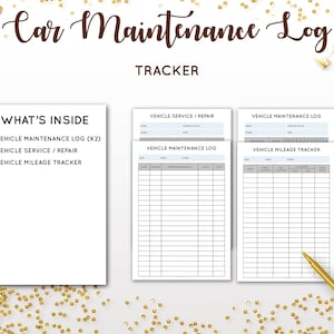 Car Maintenance Log, Vehicle Maintenance, Car Log Book, Car Maintenance ...