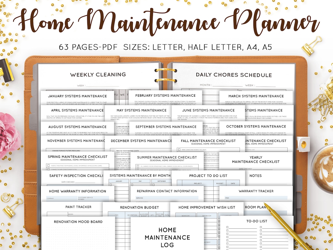 Home Maintenance Checklist, Home Management Binder, Home Planner ...