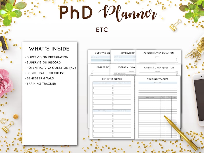Phd Planner Graduate School Planner Thesis Planner - Etsy