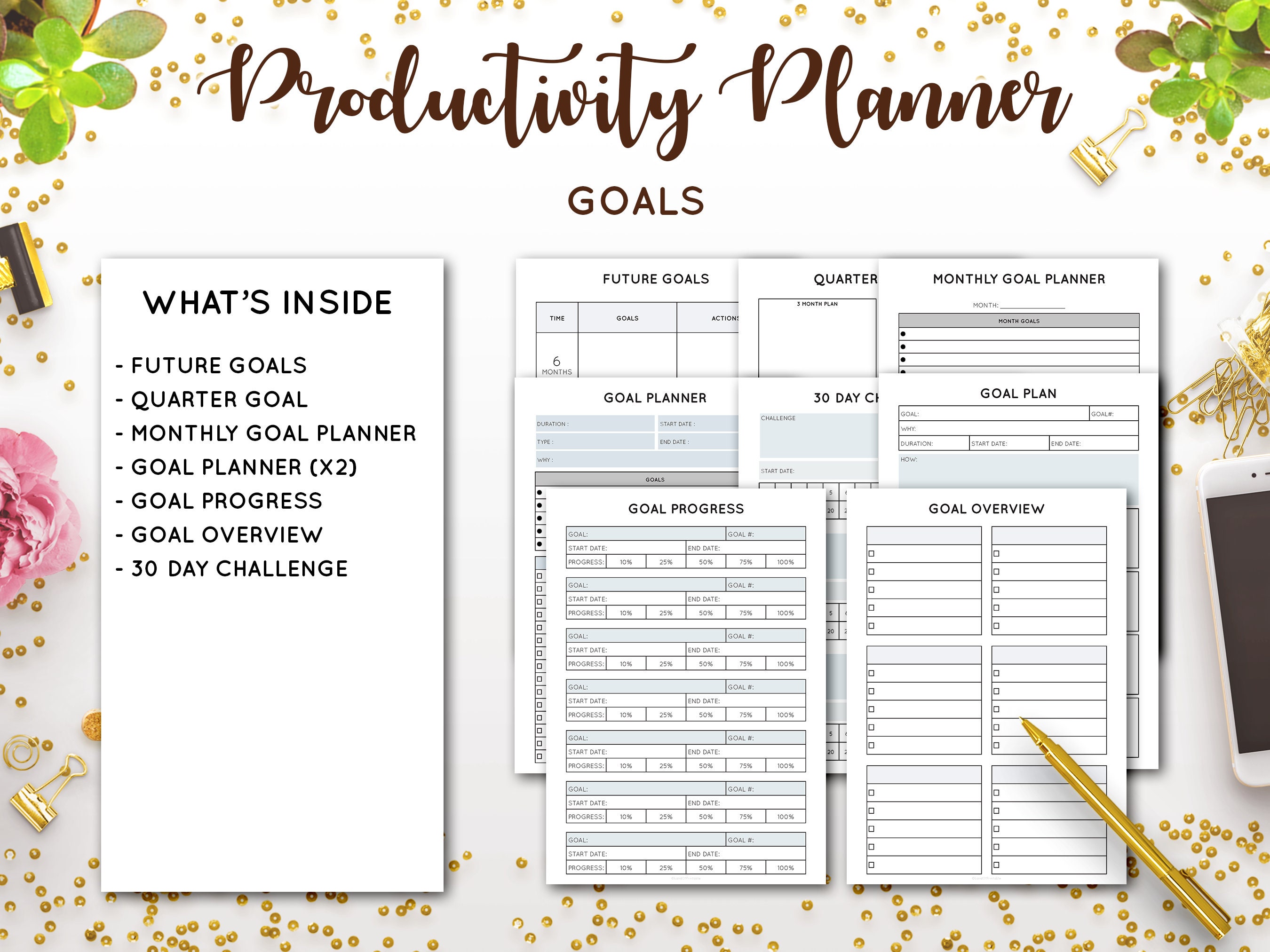 Productivity Planner Project Planner Success Goal Tracker Business ...