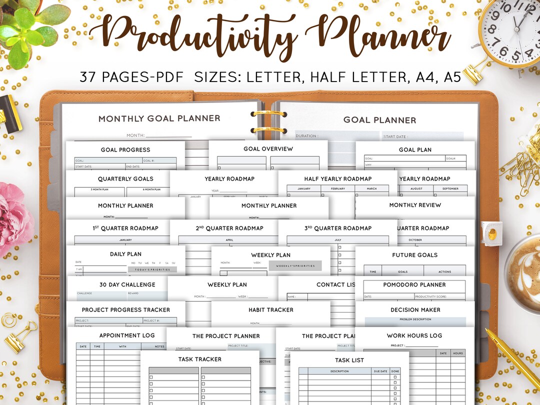 Productivity Planner Project Planner Success Goal Tracker Business ...