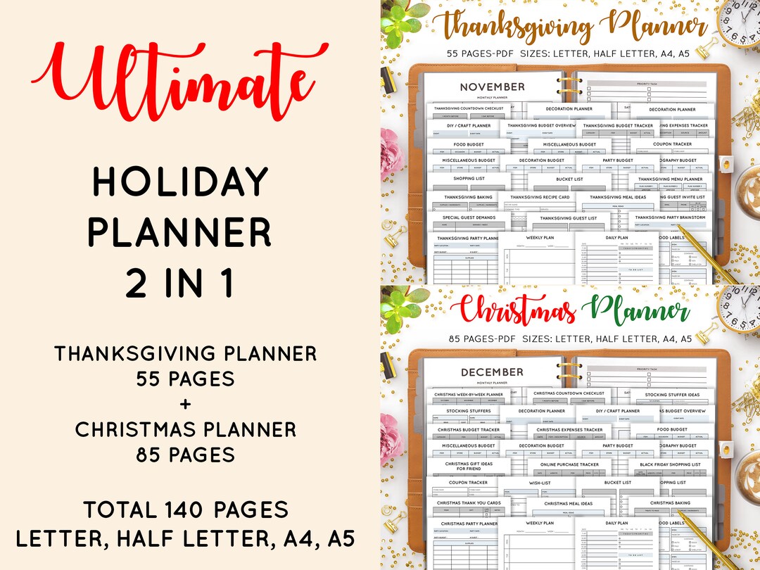 Holiday Planner, Holiday Planner Bundle, Thanksgiving Planner ...