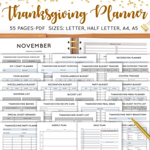 Holiday Planner, Holiday Planner Bundle, Thanksgiving Planner ...