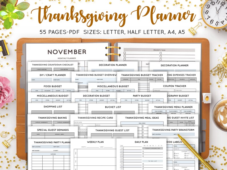Holiday Planner, Holiday Planner Bundle, Thanksgiving Planner ...