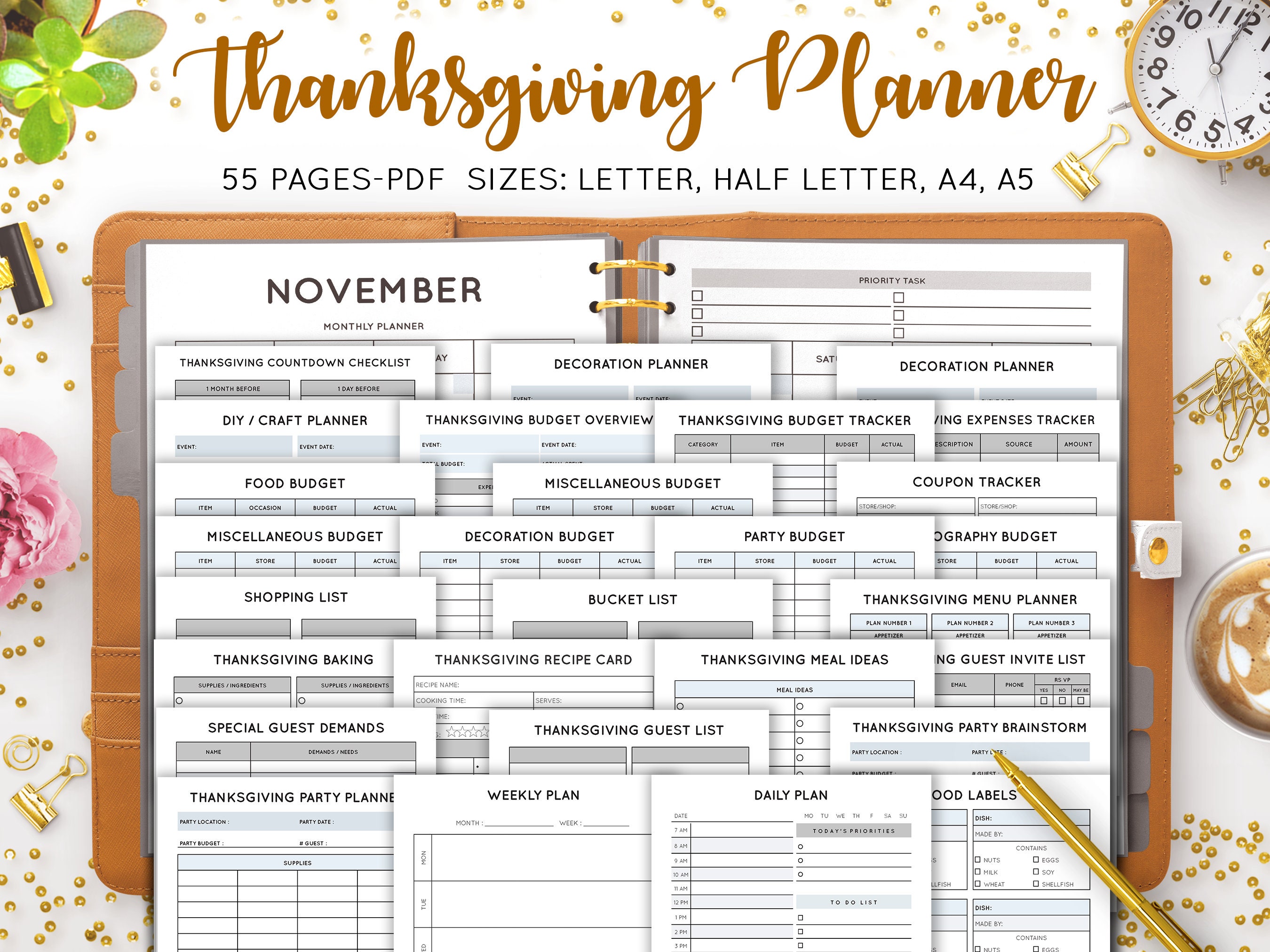 Holiday Planner, Holiday Planner Bundle, Thanksgiving Planner ...