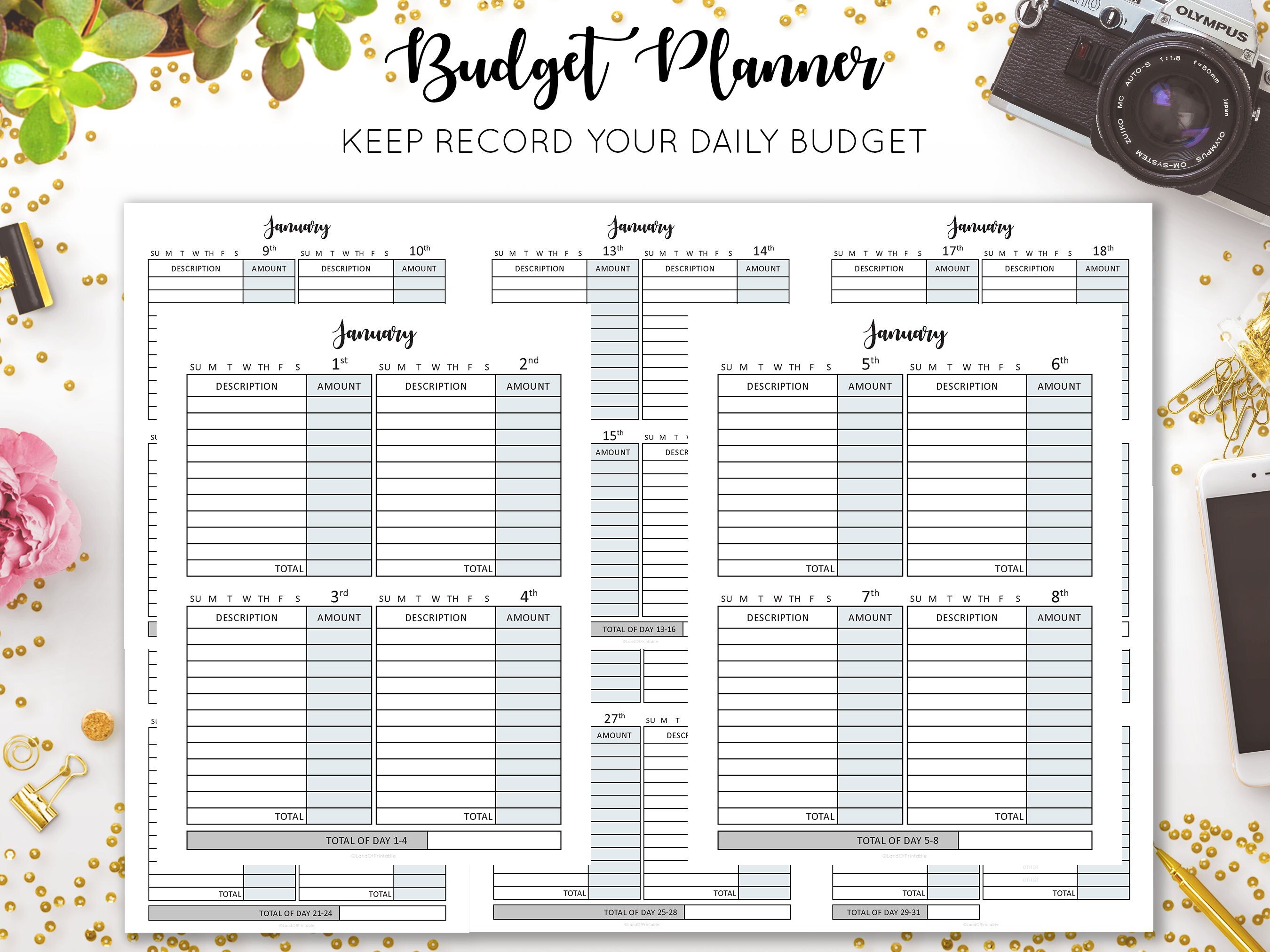 Budget Planner, Monthly Budget, Budget Tracker, Dated Daily Planner ...
