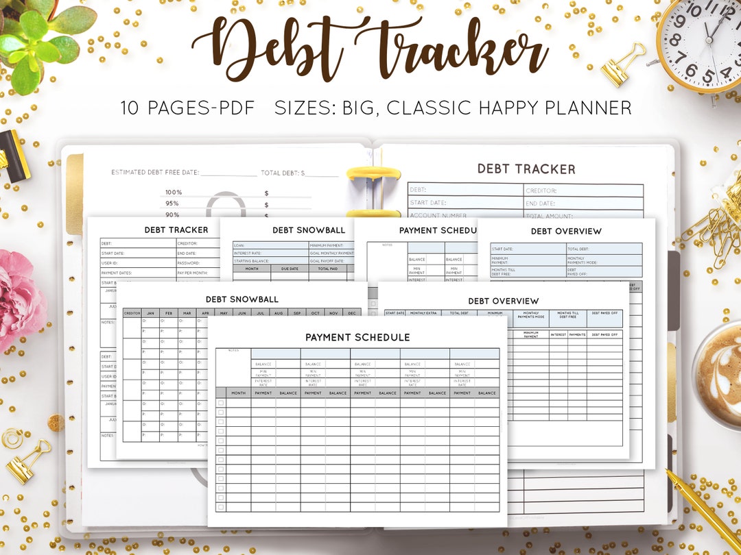 Debt Snowball Debt Tracker Thermometer Finance Payoff Calculator ...