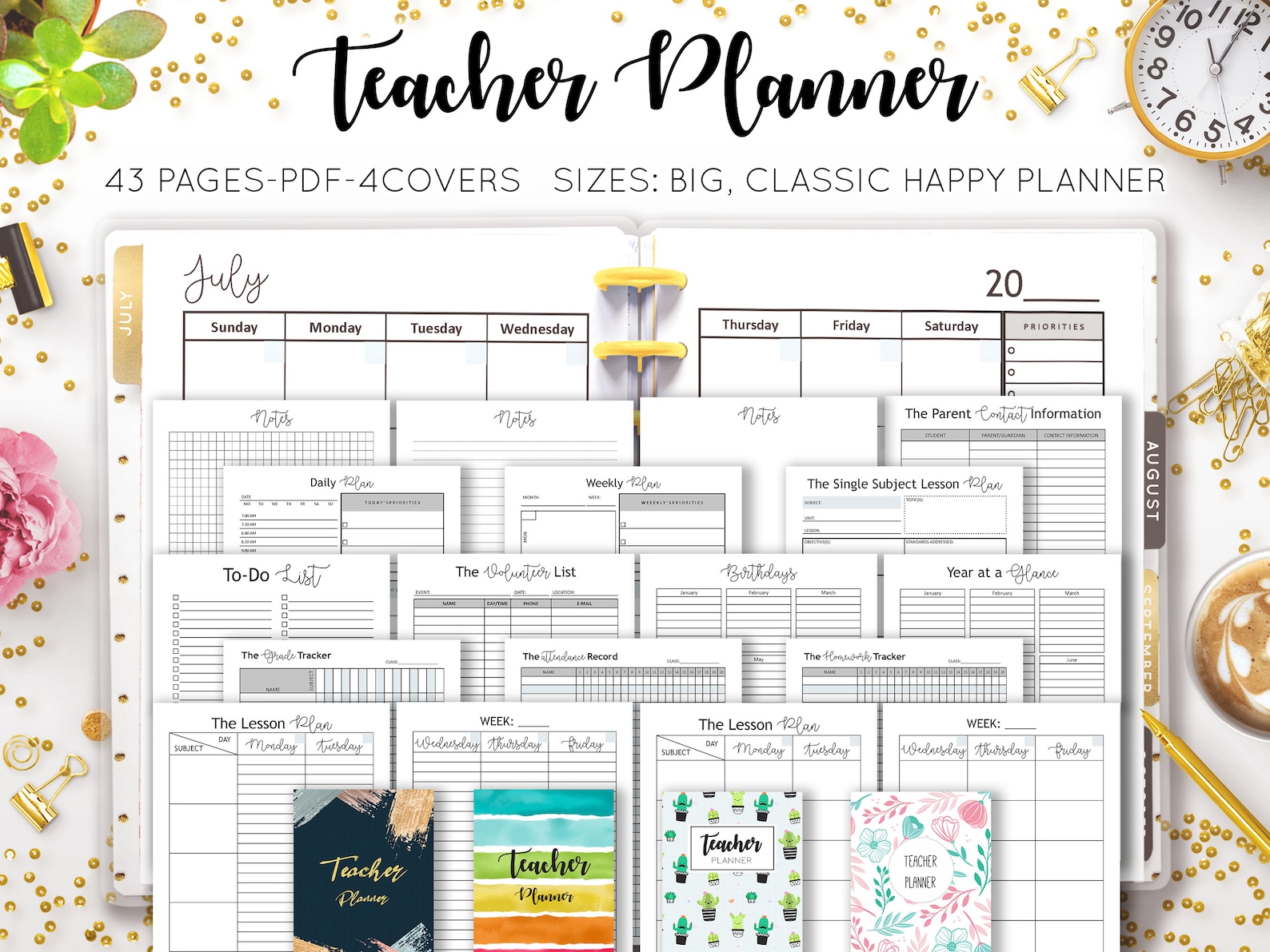 Teacher Planner Lesson Plan Template Academic Planner | Etsy