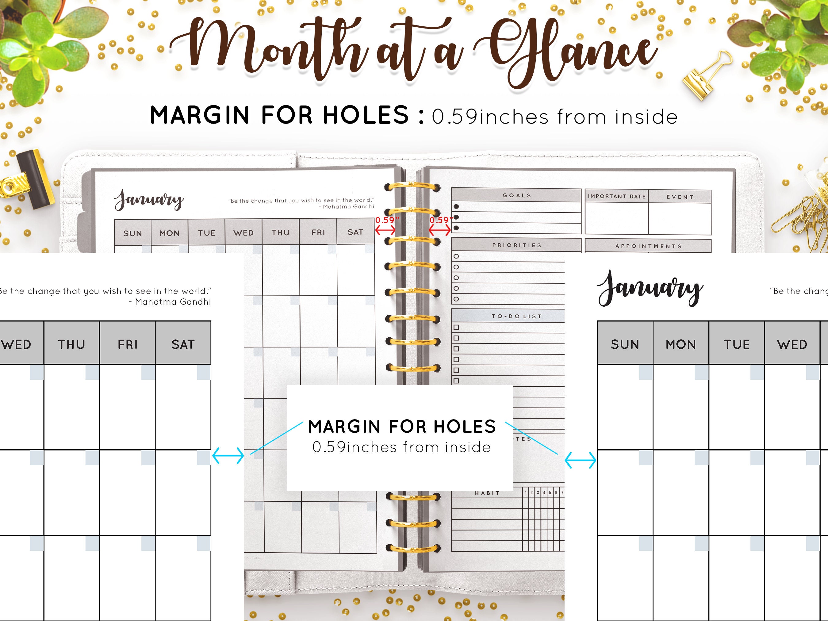 Monat im Überblick Monatsplaner Undatiert Monatlicher Organizer Layout ...