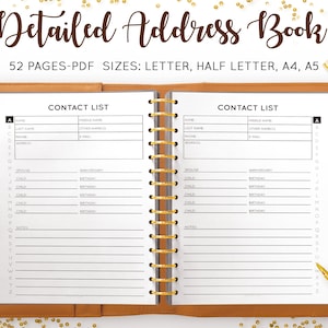 Detailed Address Book Contact List Log Contact Book Address Book With ...