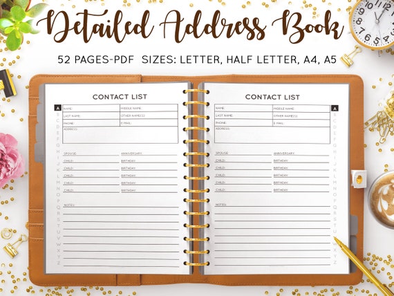 Detailed Address Book Contact List Log Contact Book Address - Etsy