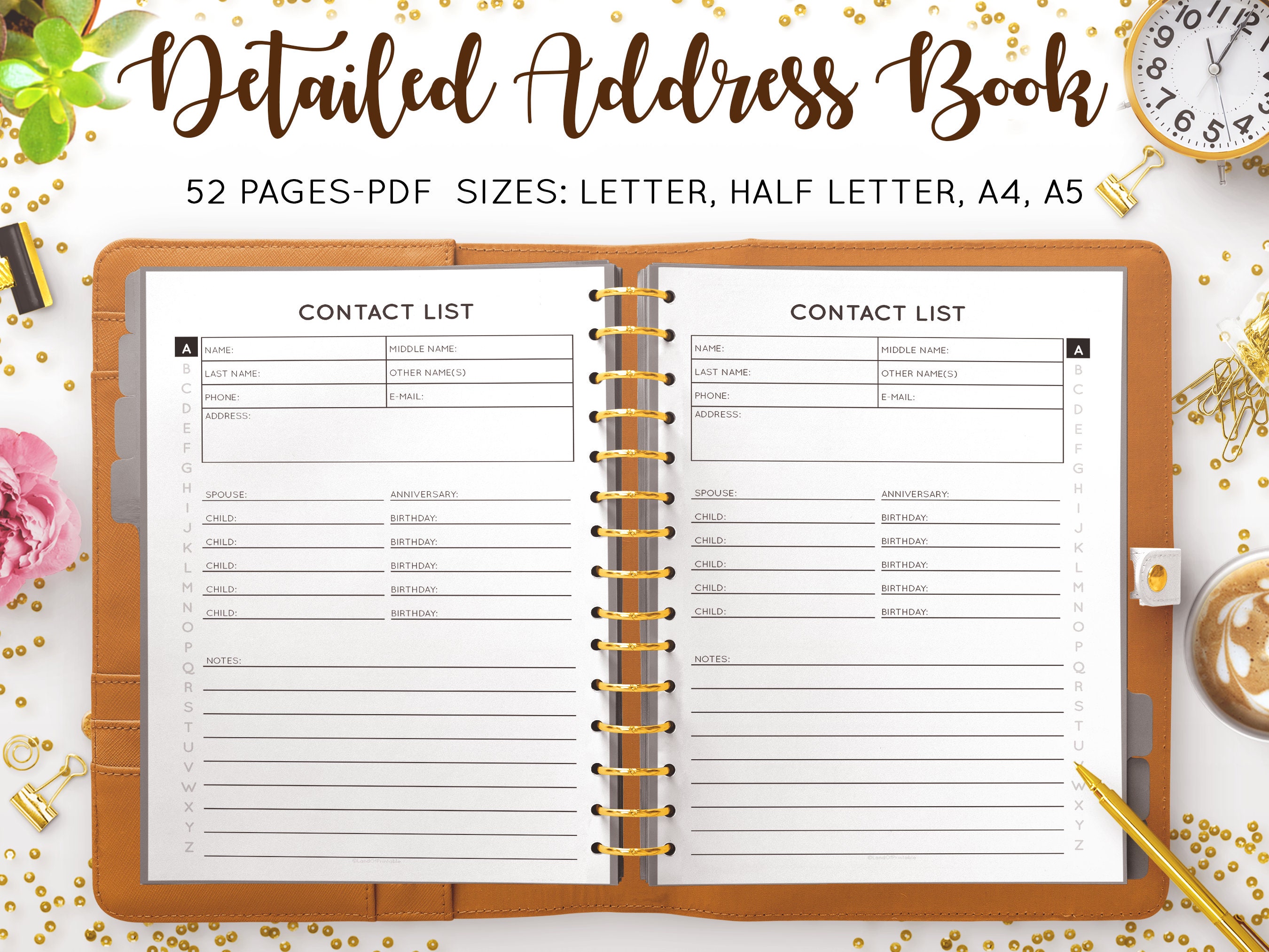 Detailed Address Book Contact List Log Contact Book Address Book With ...