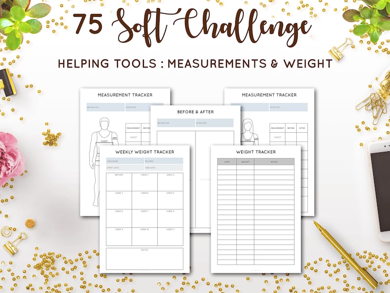 75 SOFT Challenge Tracker 75 Day Easy Challenge Weekly Meal | Etsy