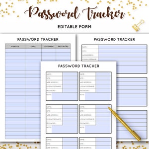 Password Tracker Log Password Organizer Password Keeper Password List ...