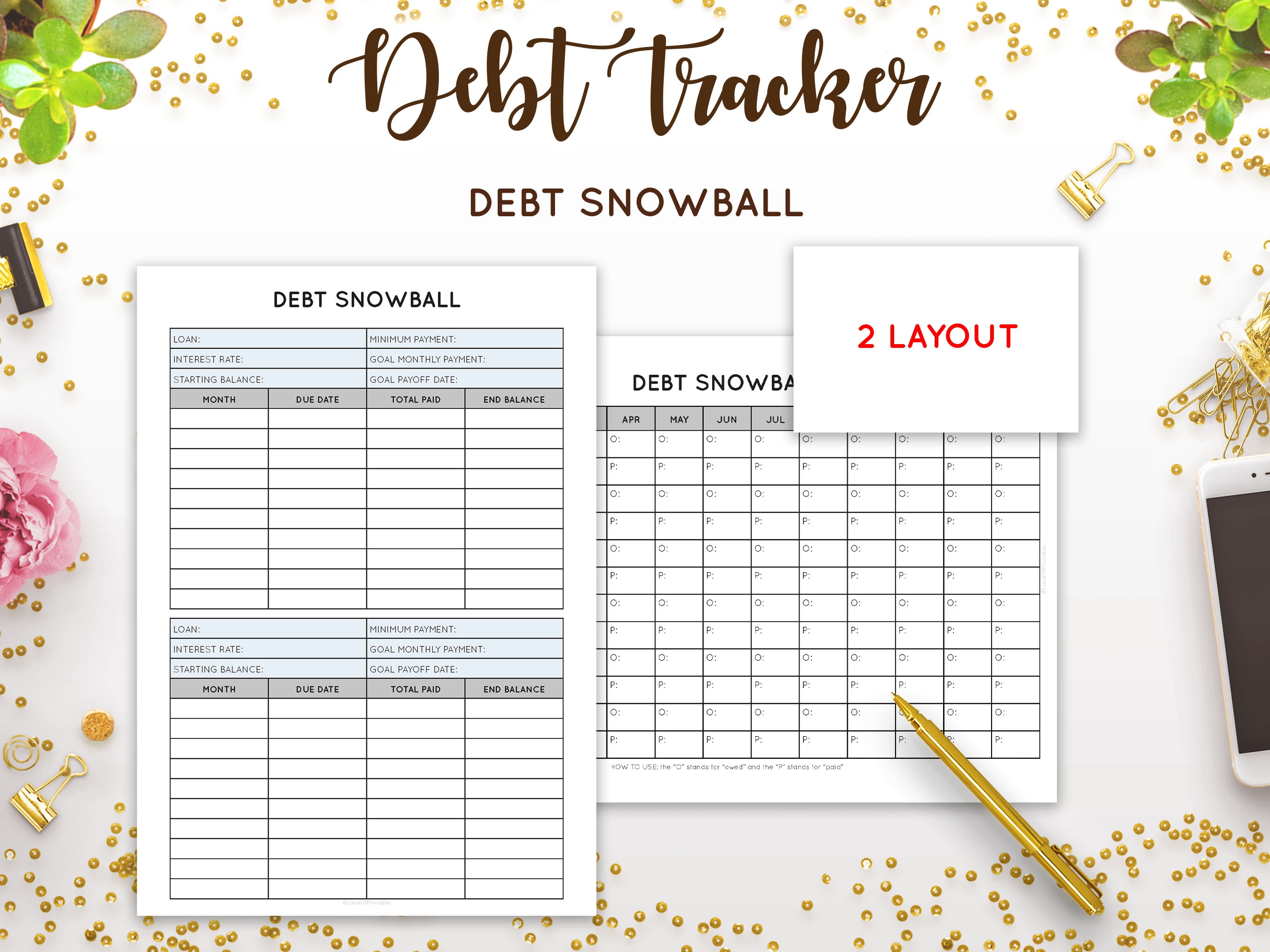 Debt Snowball Debt Tracker Thermometer Finance Payoff Calculator ...