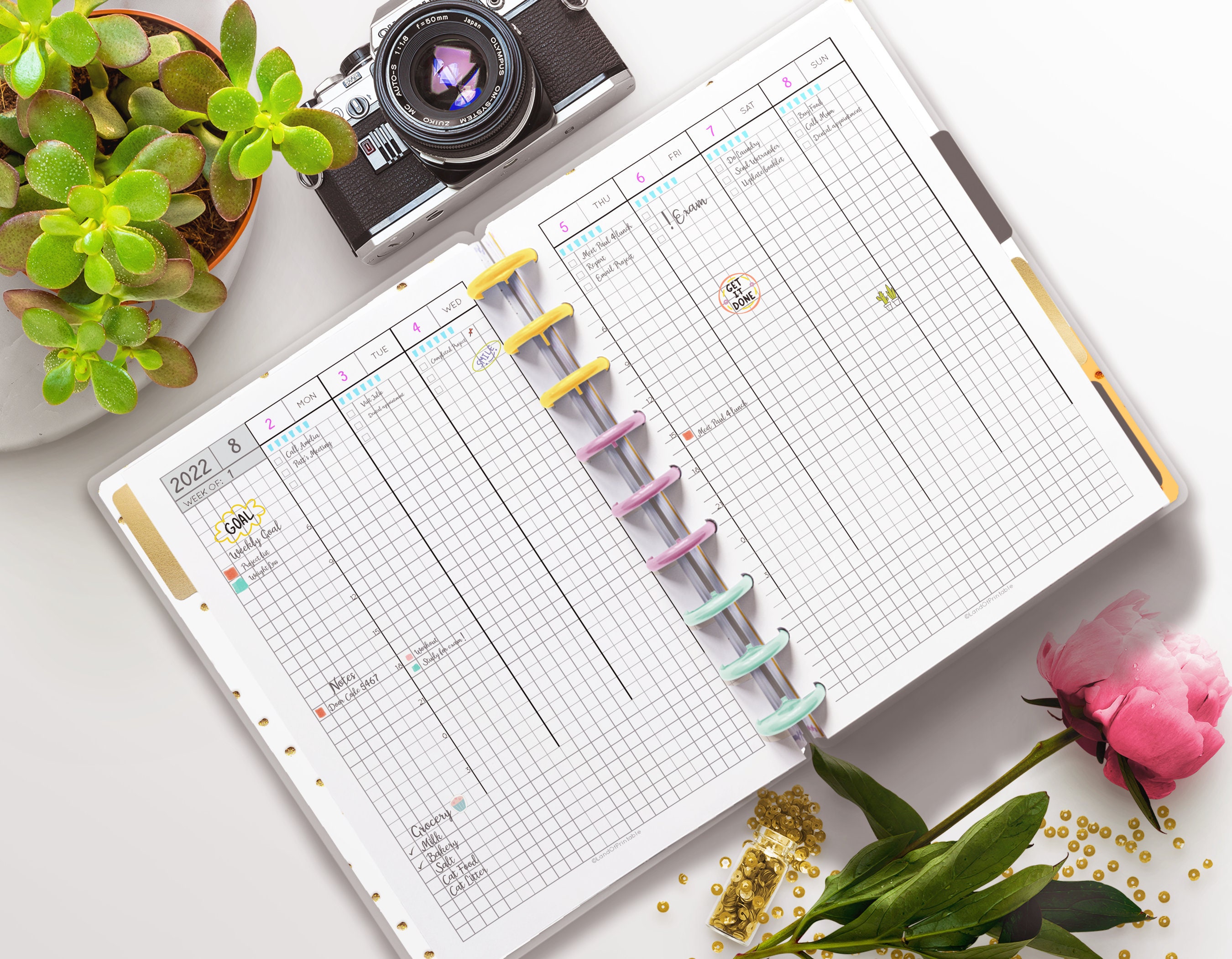 Hobonichi Week Planner, Undated, Weekly Planner Template, Grid Planner ...
