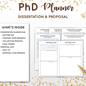 Phd Planner, Graduate School Planner, Thesis Planner, Dissertation ...