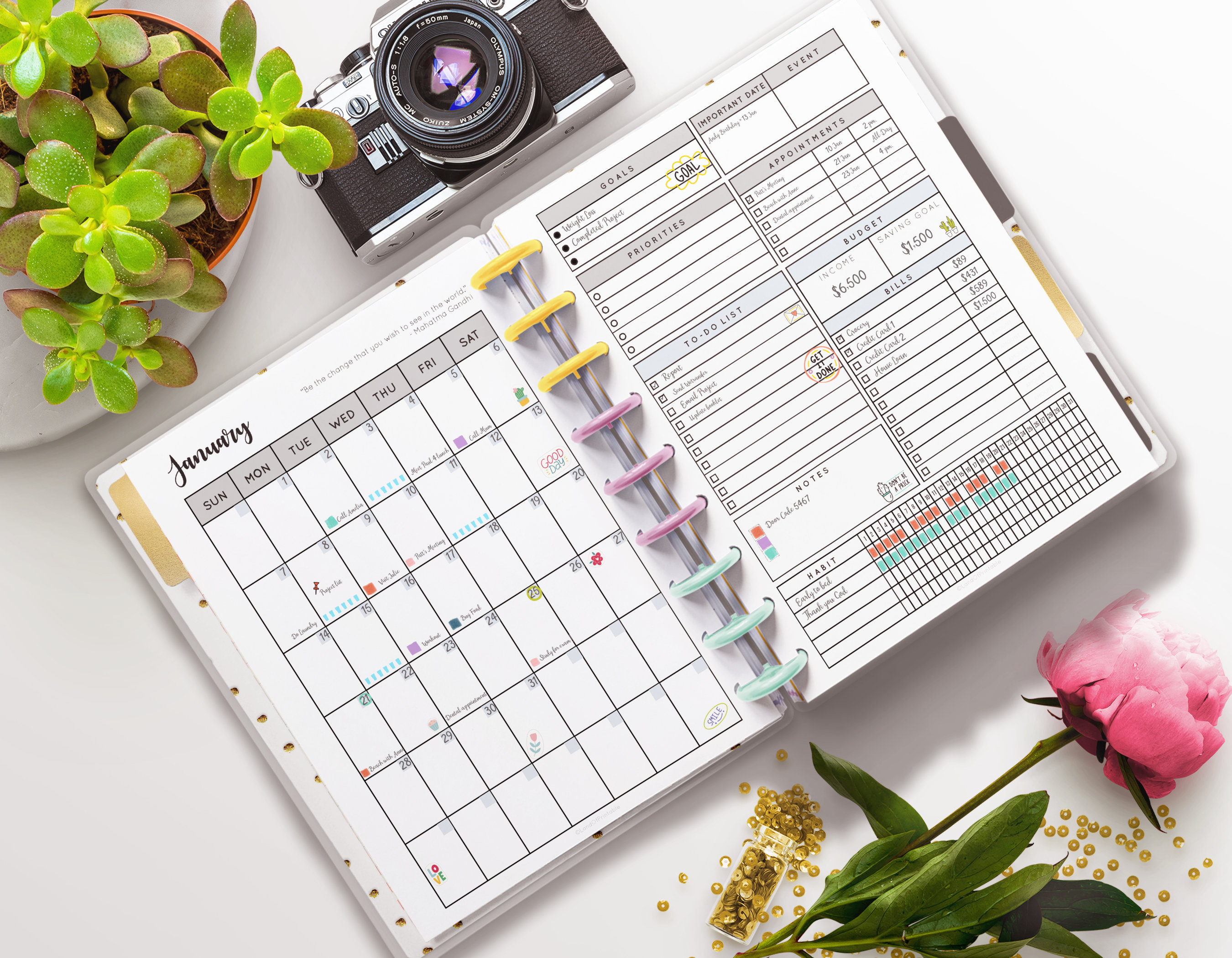 Month at a Glance Monthly Planner Undated Monthly Organizer - Etsy