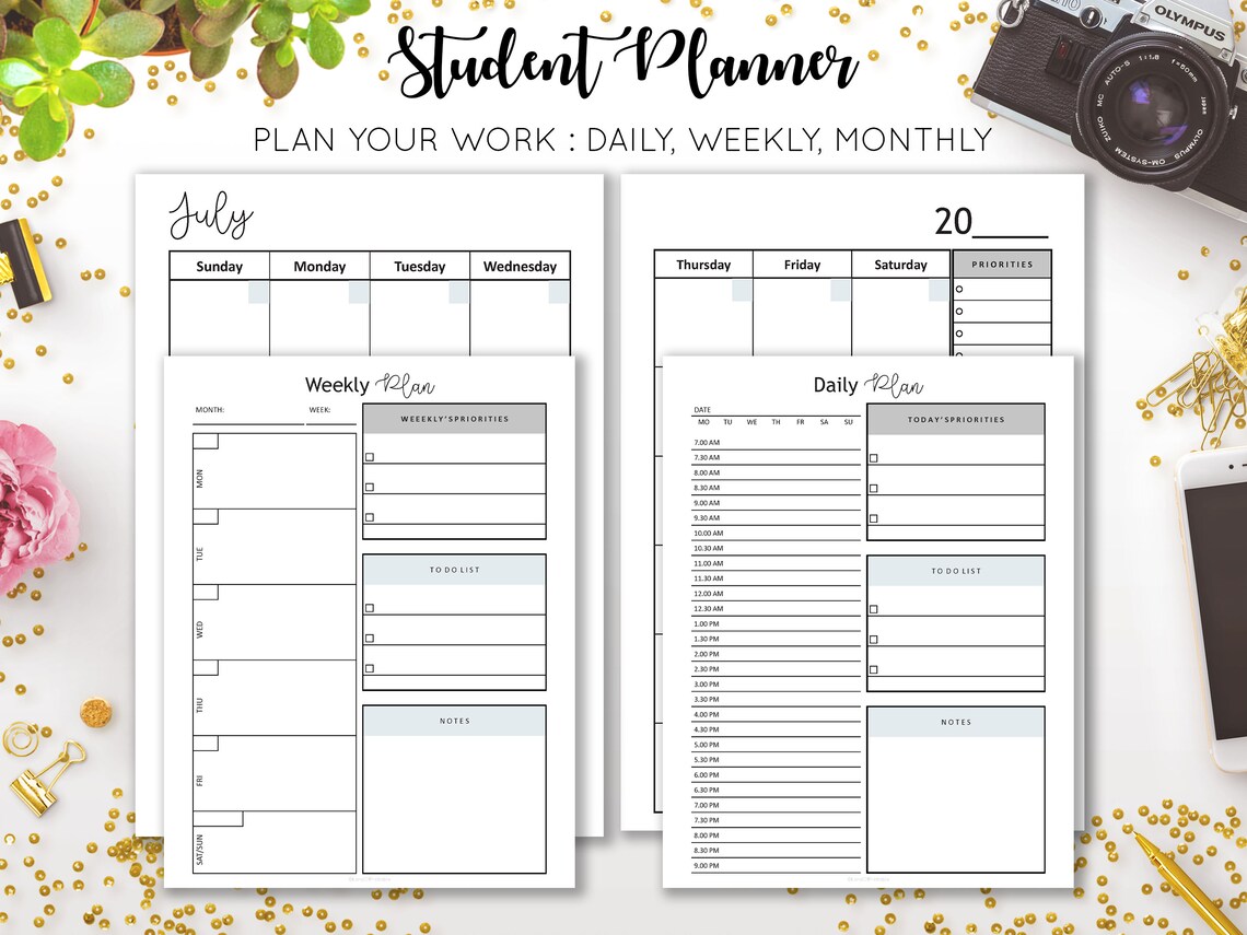Student Planner Printable Academic Planner Study Template - Etsy