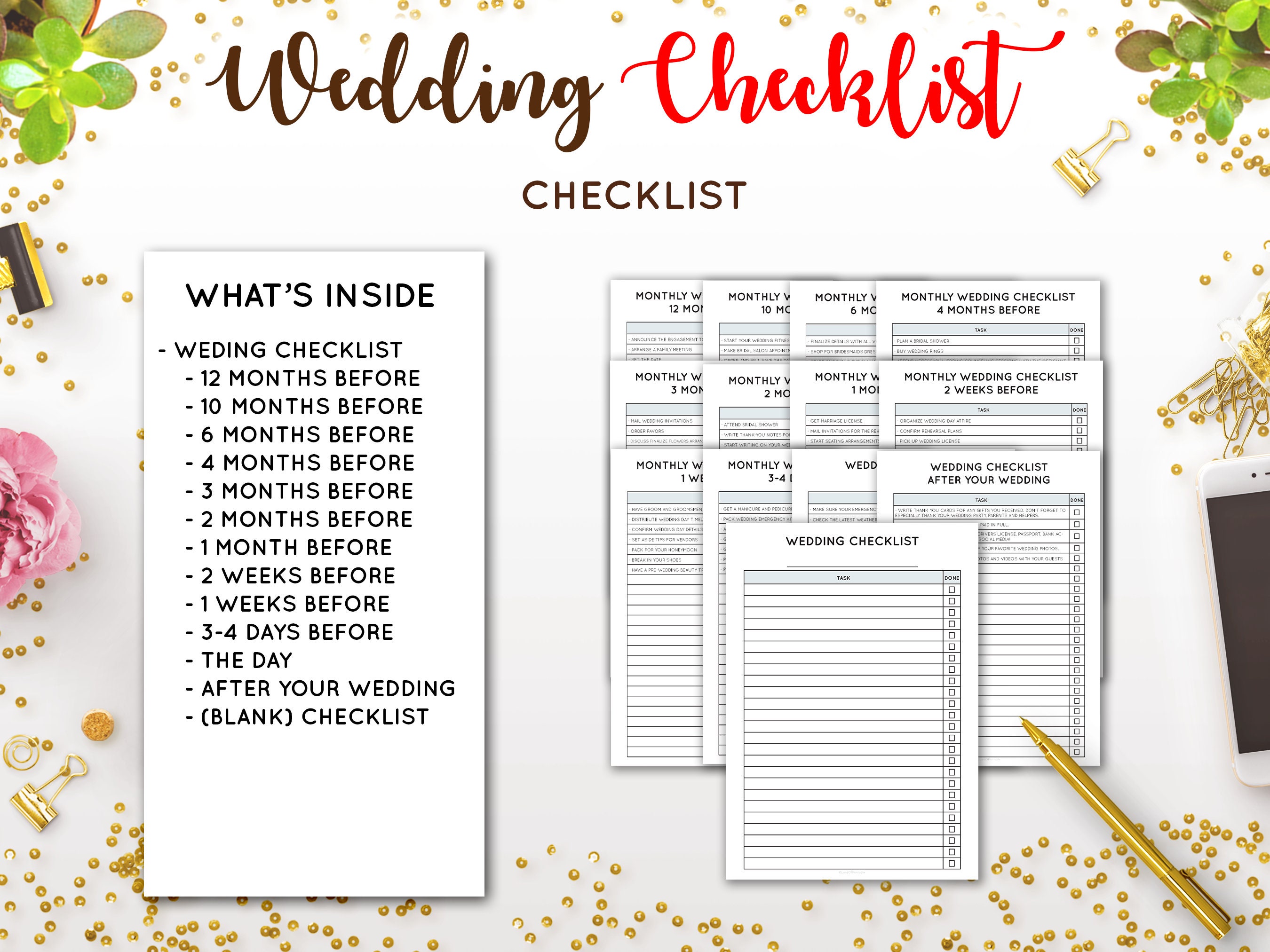 Wedding Checklist Wedding to Do List Wedding Timeline - Etsy