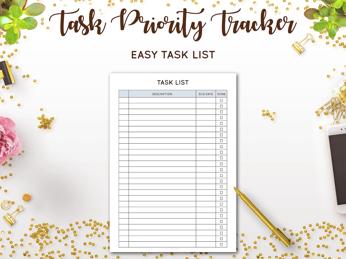Task Tracker to Do List Planner Printable Matrix Priority List Insert ...
