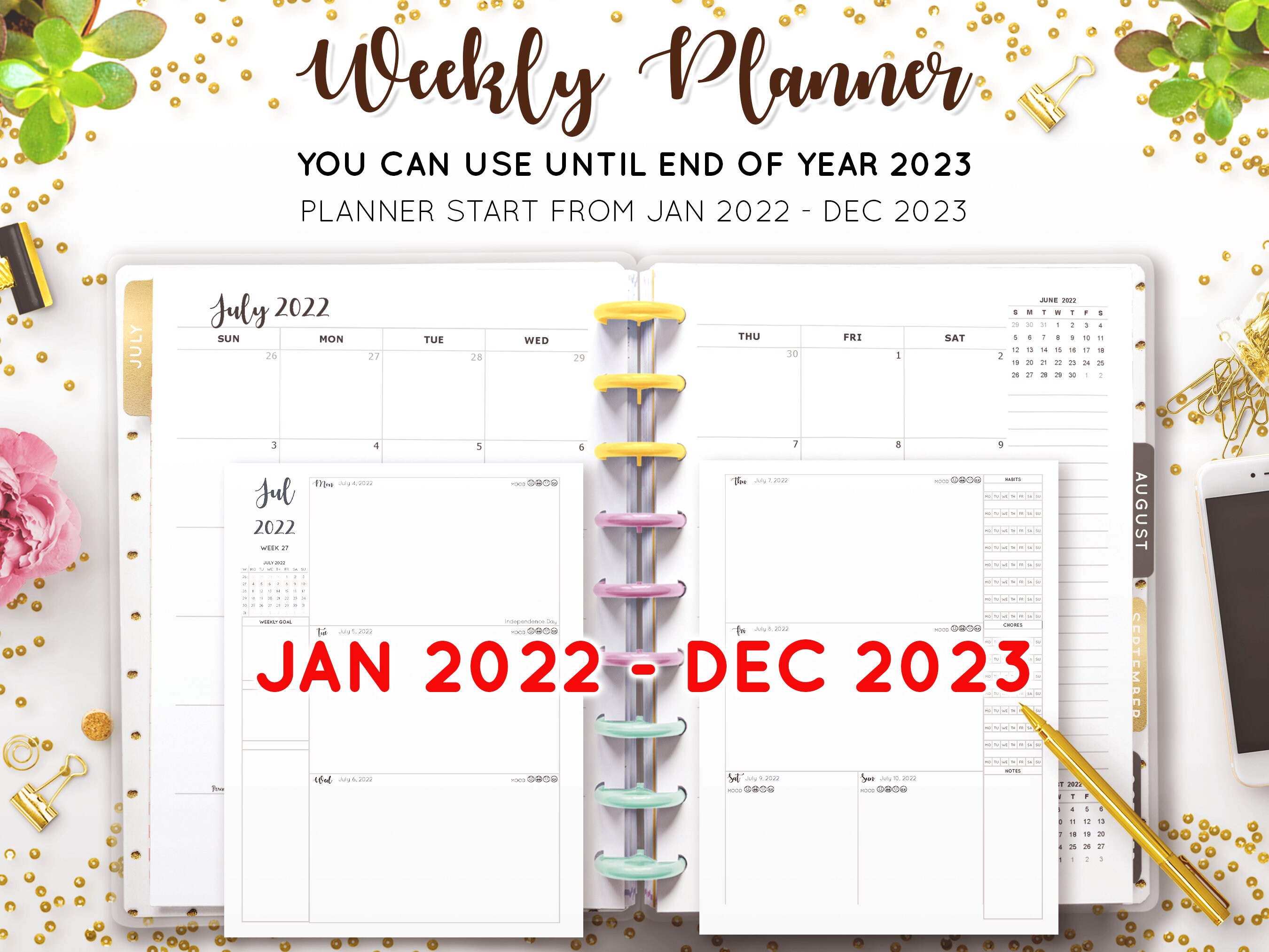 2022 2023 Weekly Planner 2022 2023 Planner 365 Day Planner - Etsy