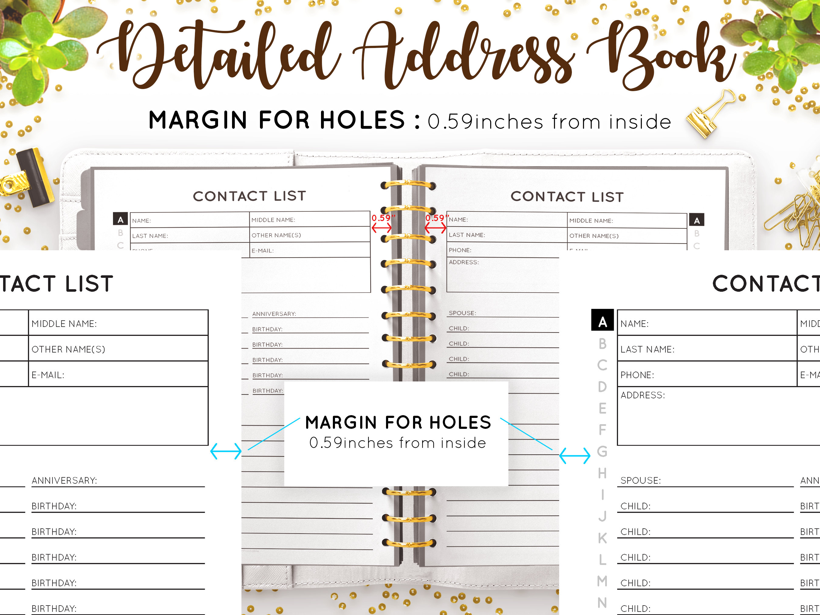 Detailed Address Book Contact List Log Contact Book With Tabs List ...